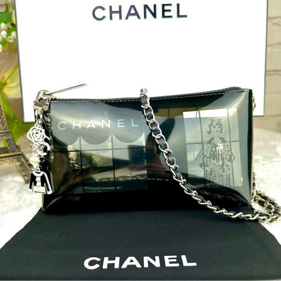 CHANEL | Bags | Chanel Windows Clear And Black Pouch Crossbody Fanny ...